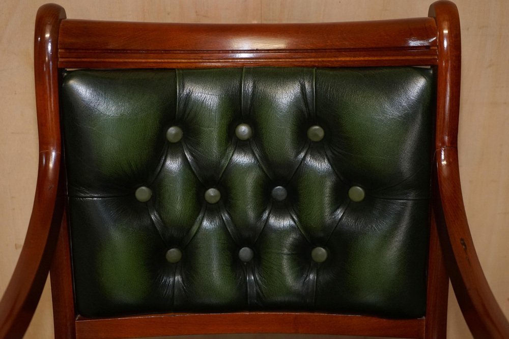 Chesterfield Tufted Green Leather Captains Directors Library Reading ...