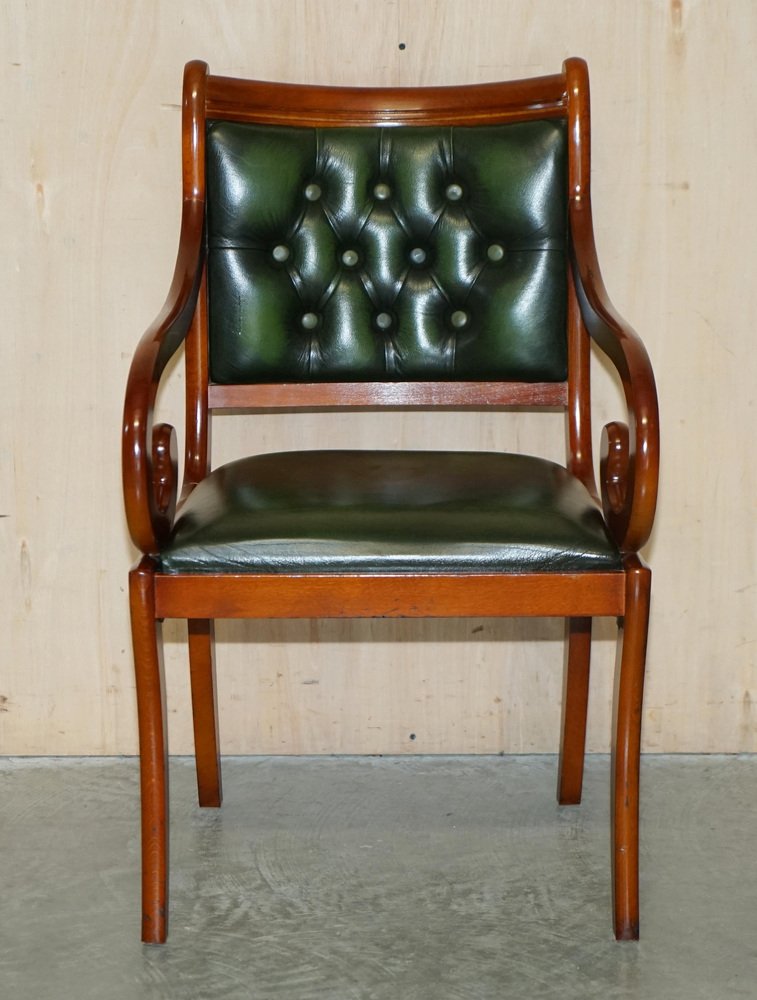 Chesterfield Tufted Green Leather Captains Directors Library Reading ...