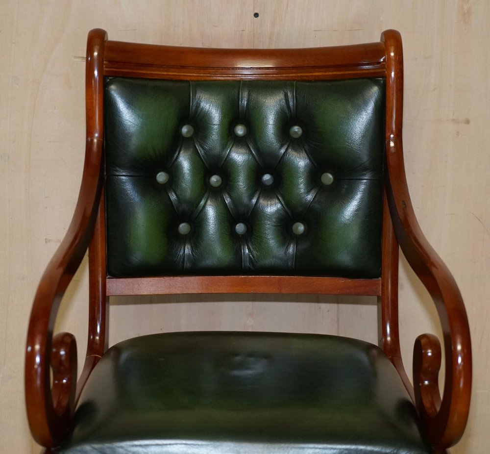 Chesterfield Tufted Green Leather Captains Directors Library Reading ...