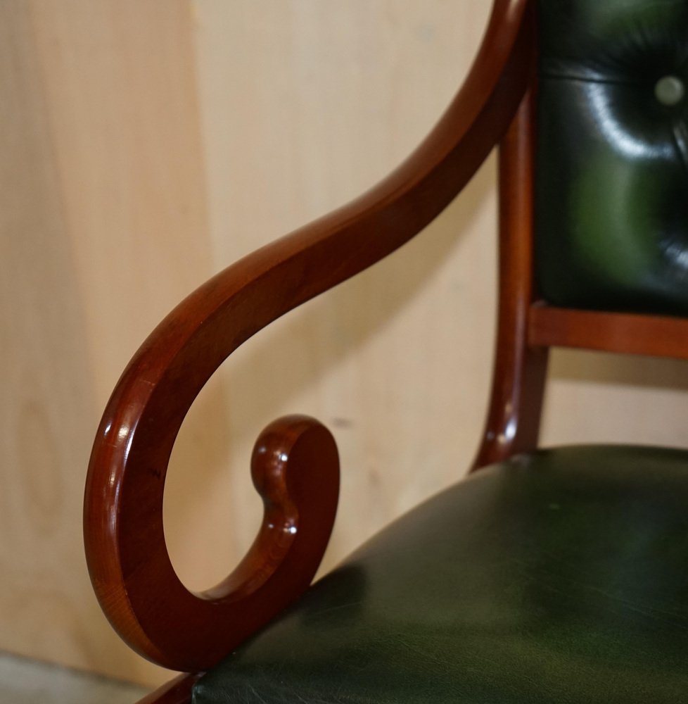 Chesterfield Tufted Green Leather Captains Directors Library Reading ...