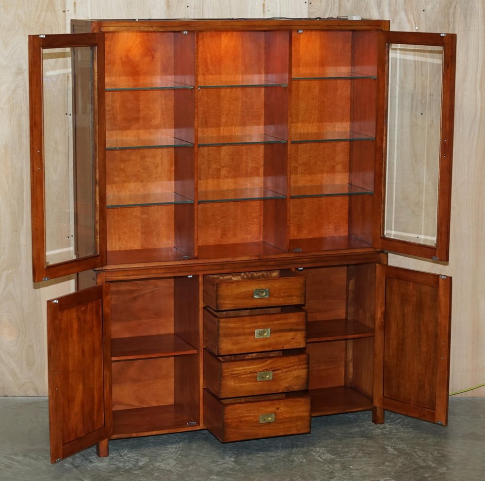 Vintage Triple Spotlight Military Campaign Library Bookcase for sale at ...