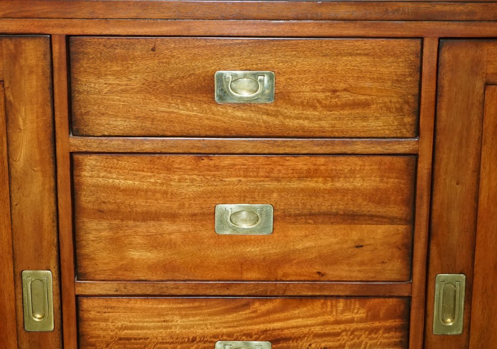 Vintage Triple Spotlight Military Campaign Library Bookcase for sale at ...