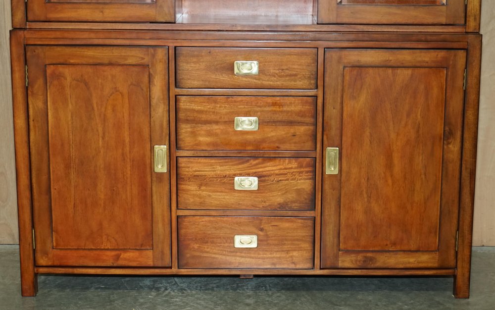 Vintage Triple Spotlight Military Campaign Library Bookcase for sale at ...