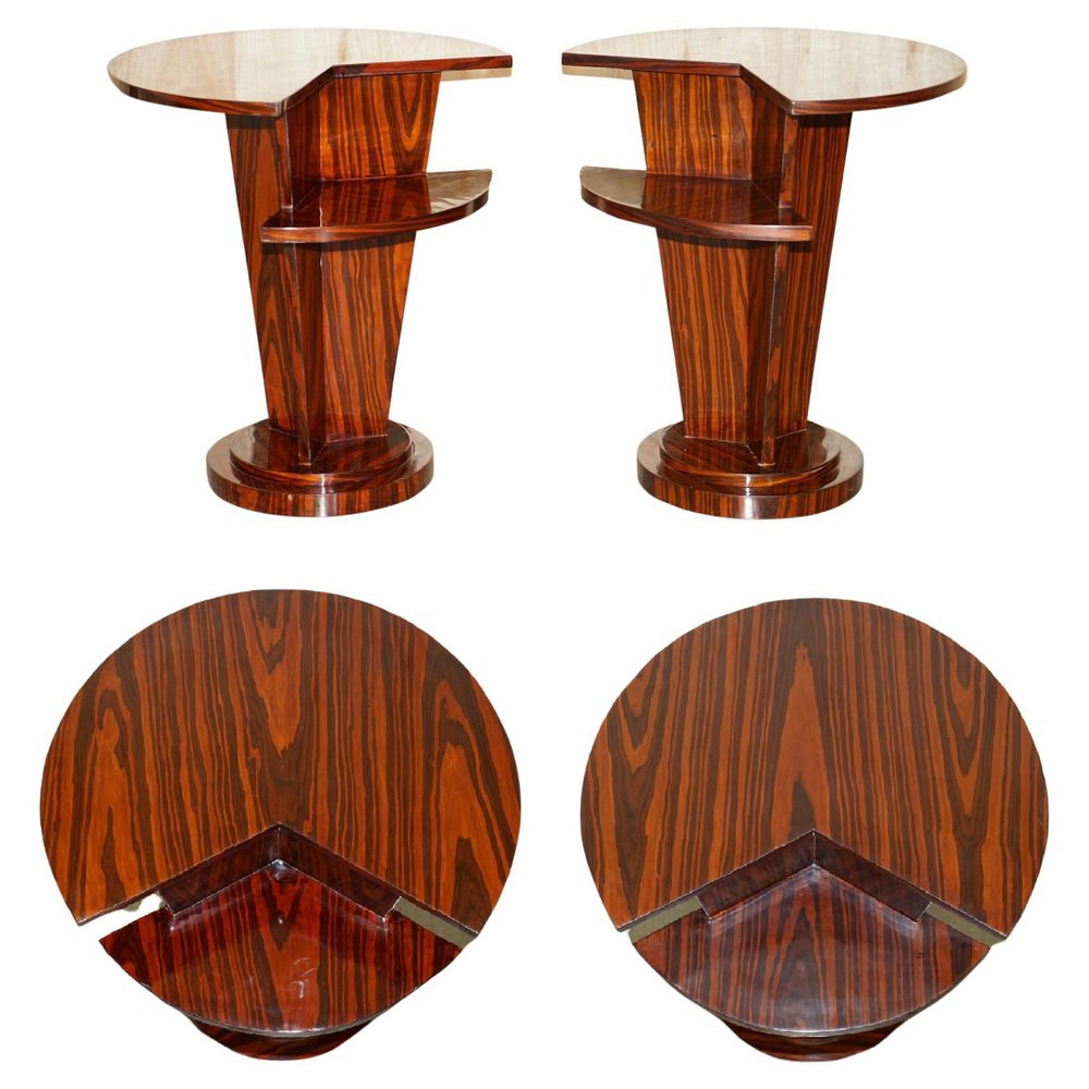 Art Deco Style Two Tier Macassar Wood Side Tables, Set of 2 for sale at ...