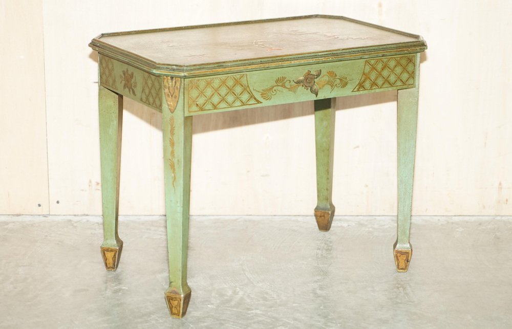 Antique Victorian Chinese Chinoiserie Hand Painted Green Side Table ...