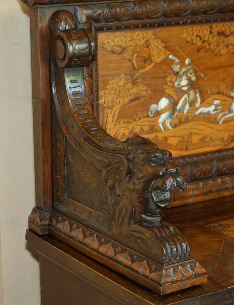 Antique Italian Carved Lion Griffon Bench with Storage, 1860s for sale ...