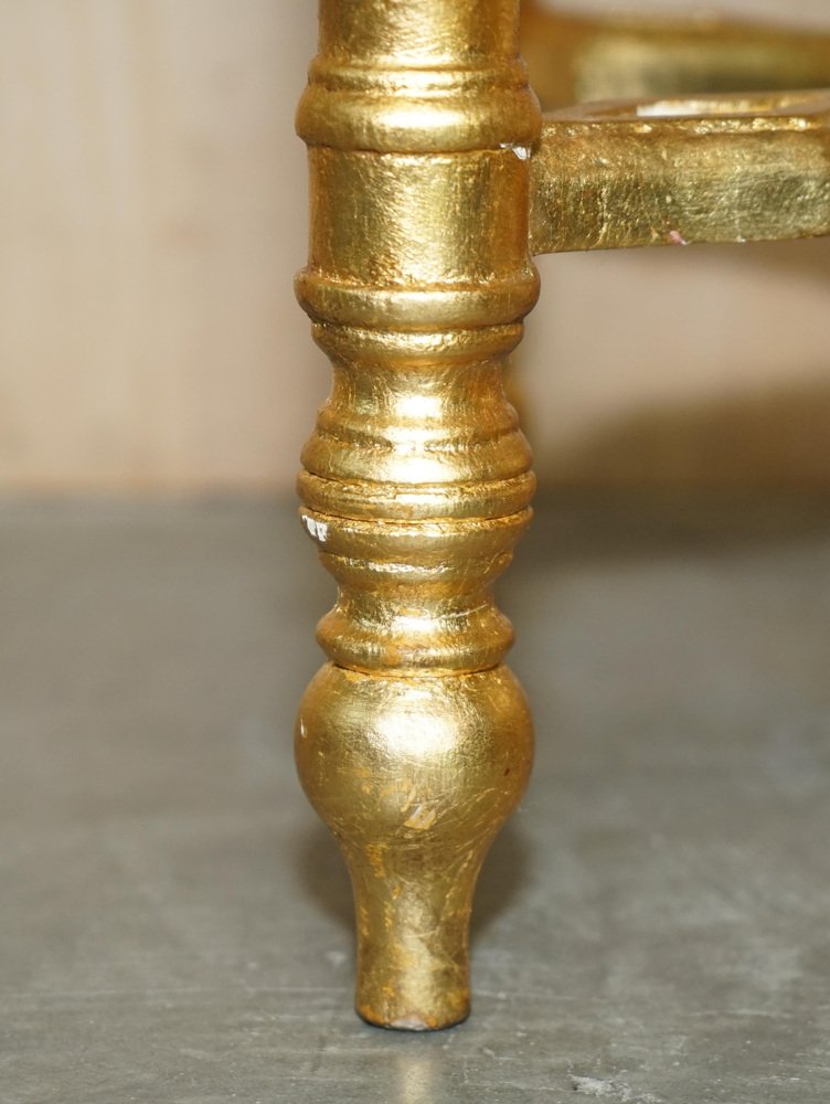 Italienische Beistelltische aus vergoldetem Holz & Marmor, 1880er, 2er ...