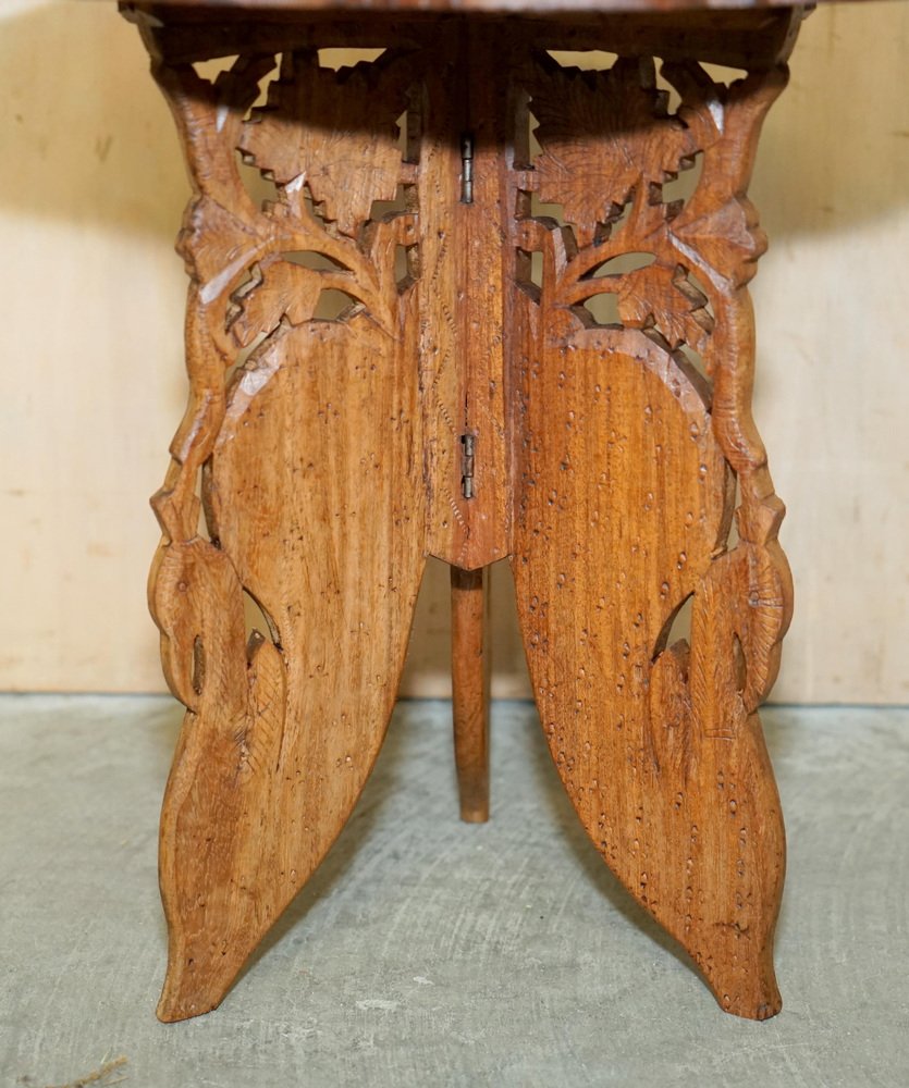 Antique Burmese Carved Rosewood Octagonal Folding Table for sale at Pamono