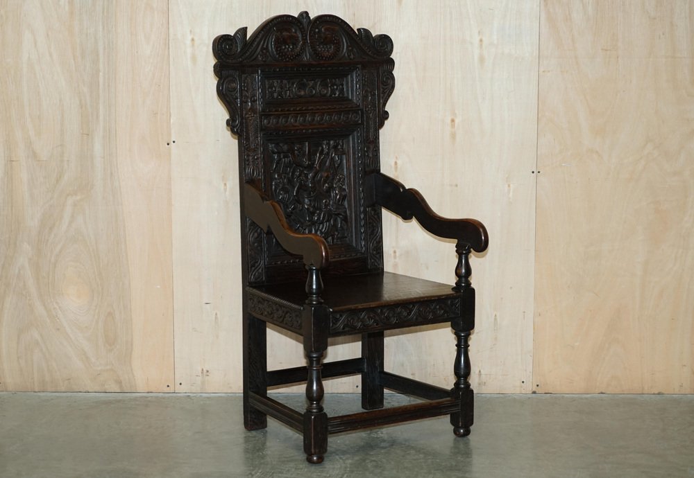 Wainscot Armchair in Oak, Northern England, 1686 for sale at Pamono