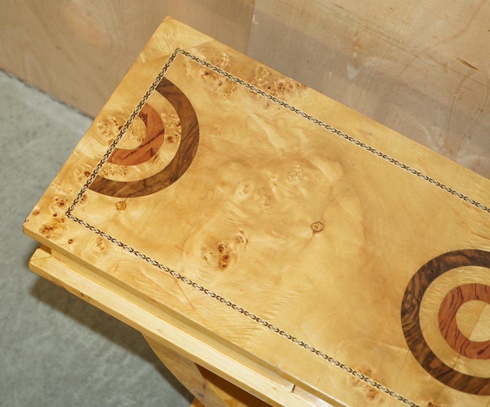 Vintage Art Deco Burr Walnut & Birch Console Table with Single Drawer ...