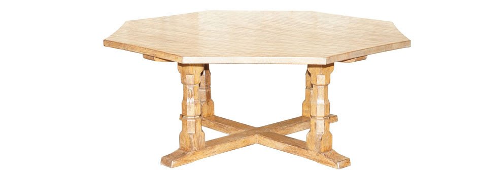 Huge Vintage Adzed Octagonal Dining Table from Robert Mouseman Thompson, 1950s for sale at Pamono