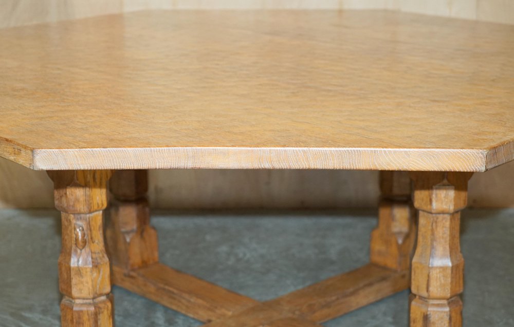 Huge Vintage Adzed Octagonal Dining Table from Robert Mouseman Thompson ...