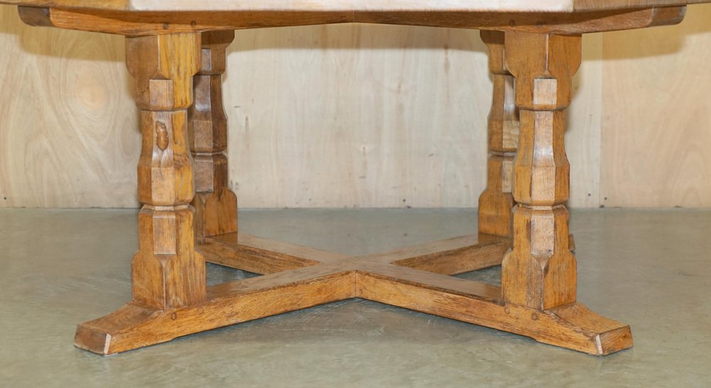 Huge Vintage Adzed Octagonal Dining Table from Robert Mouseman Thompson ...