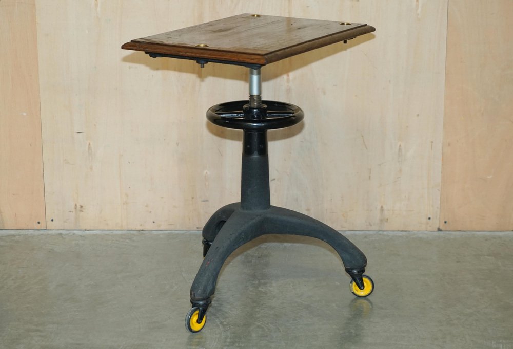 Vintage Height Adjustable Opticians Table on Wheels from Hamblin London ...