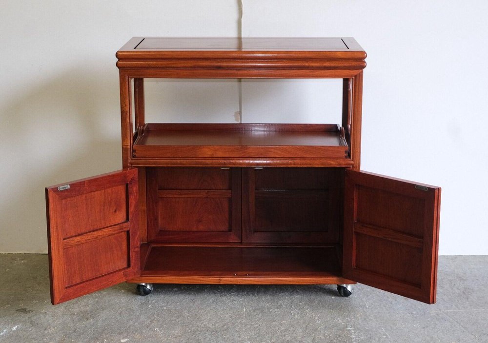 Versatile Hardwood Chinese Buffet with Tray & Wheels for sale at Pamono