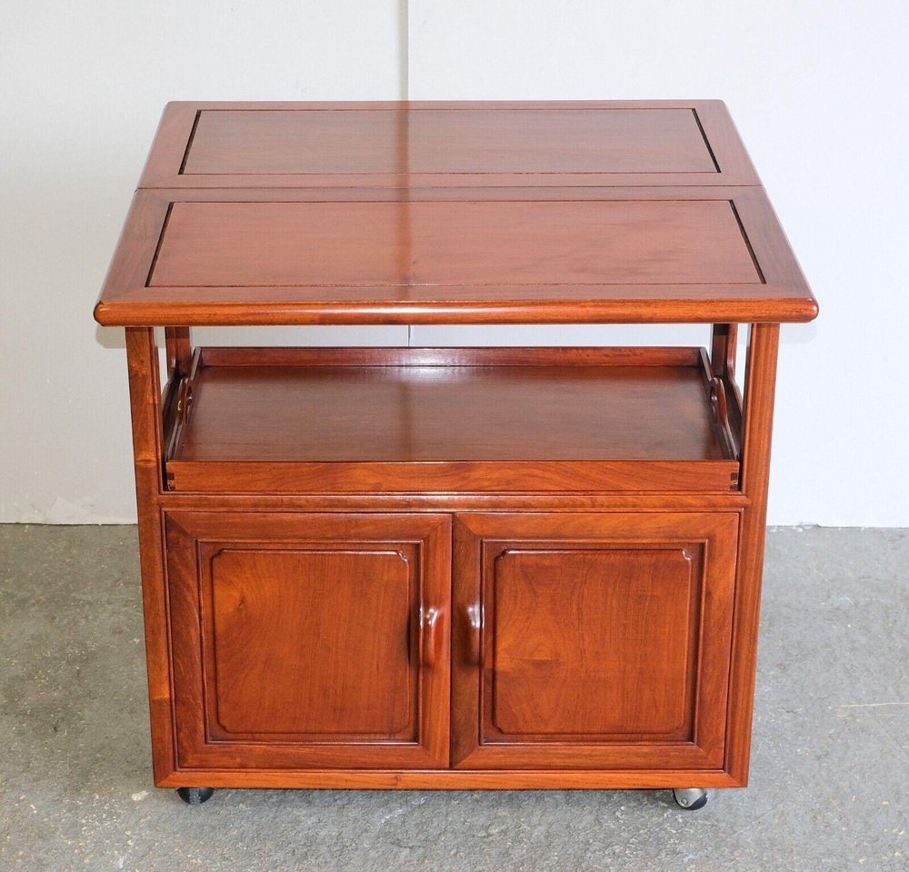 Versatile Hardwood Chinese Buffet with Tray & Wheels for sale at Pamono