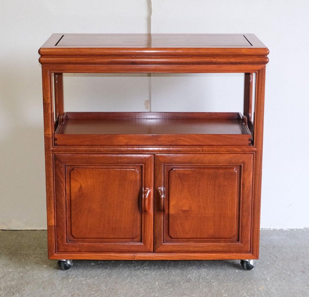 Versatile Hardwood Chinese Buffet with Tray & Wheels for sale at Pamono