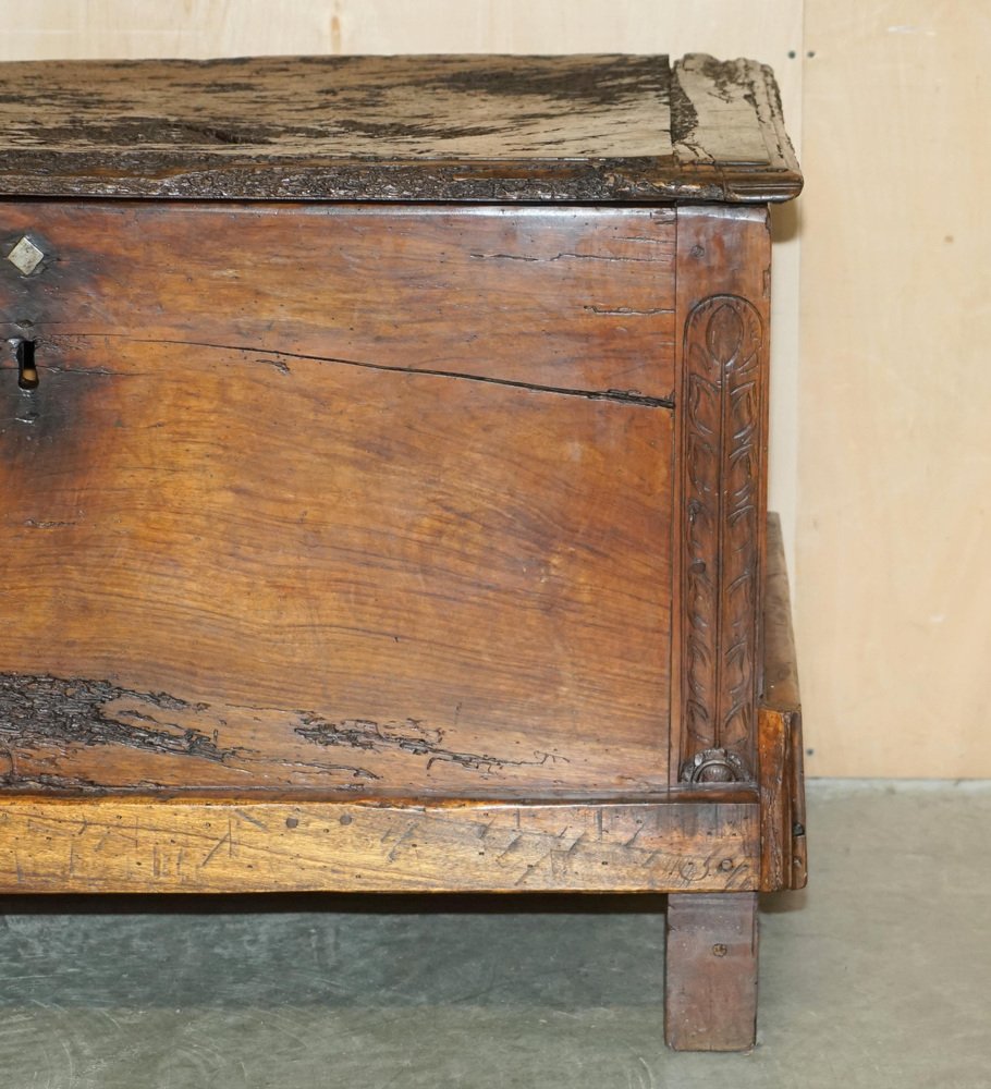 Antique 18th Century Six Plank Heavily Burred Chestnut Chest, 1760s for ...