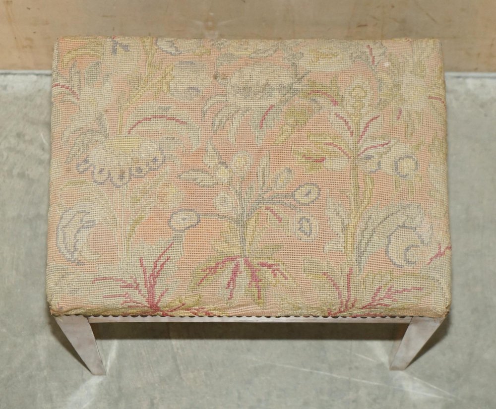 Biedermeier Swedish Walnut Dressing Table Stool with Embroidered Top ...