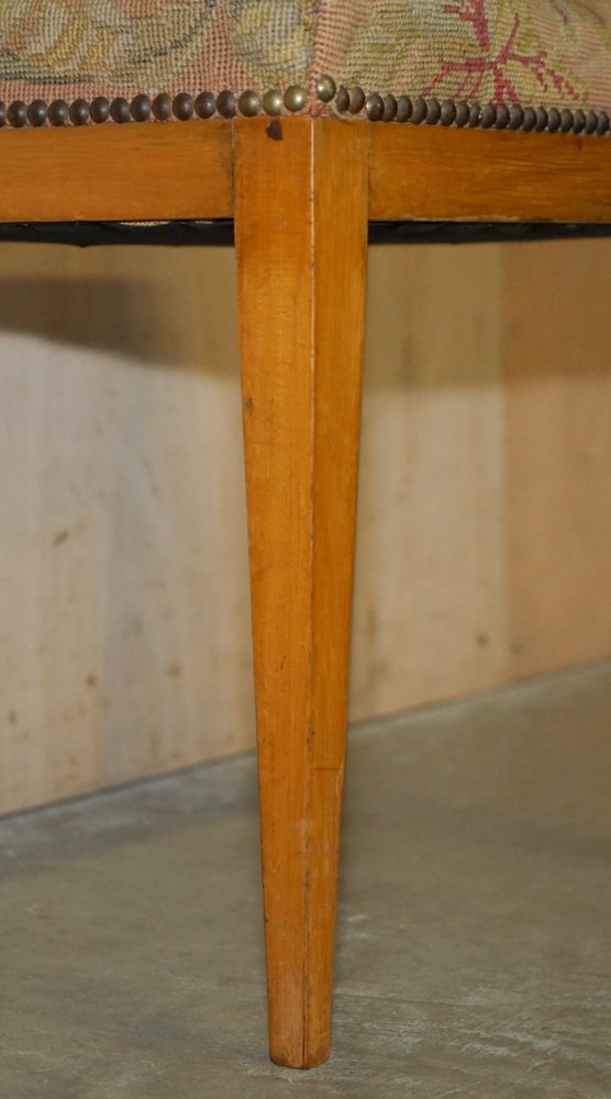 Biedermeier Swedish Walnut Dressing Table Stool with Embroidered Top ...