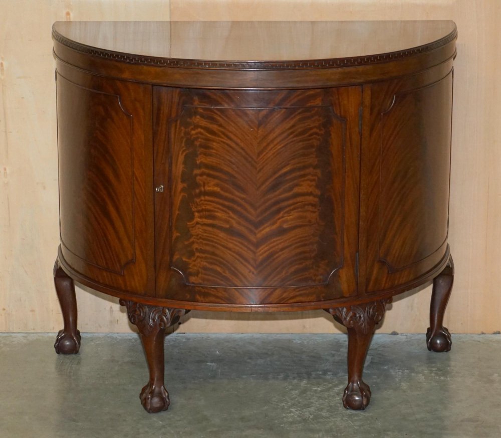 Flamed Hardwood Claw & Ball Foot Demi Lune Sideboard, 1900s for sale at ...