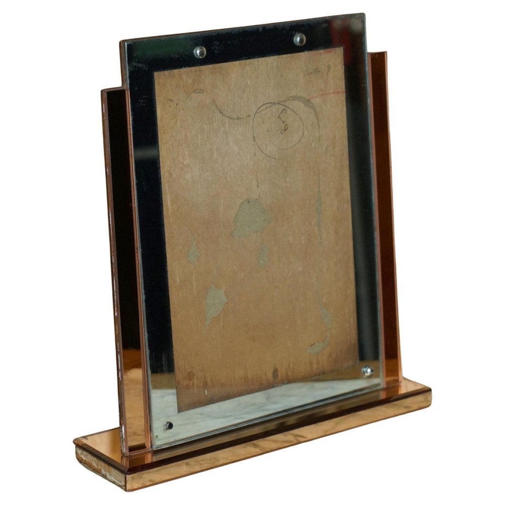 Large Art Deco Peach Glass Table Top Picture Frame for sale at Pamono
