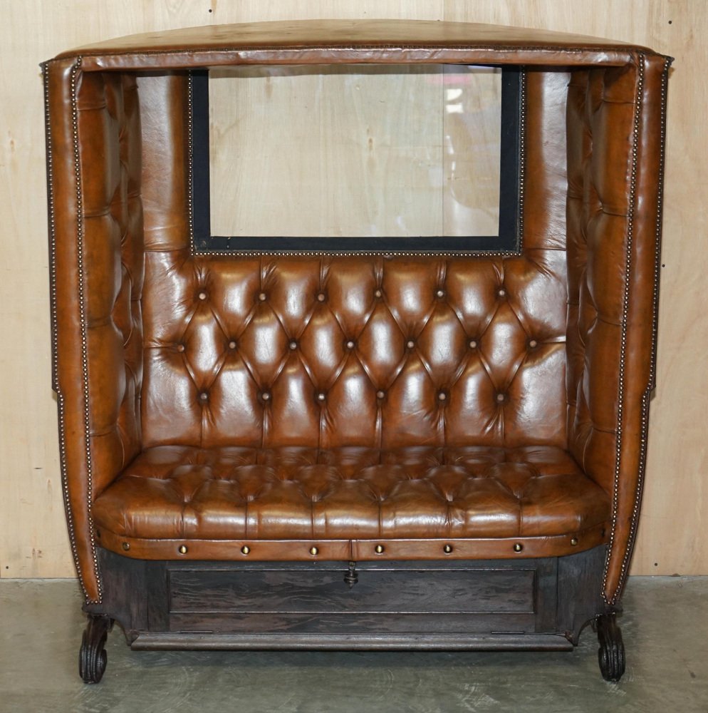 Victorian Brown Leather Carriage Seat Sofa with Royal Armorial Coat of ...
