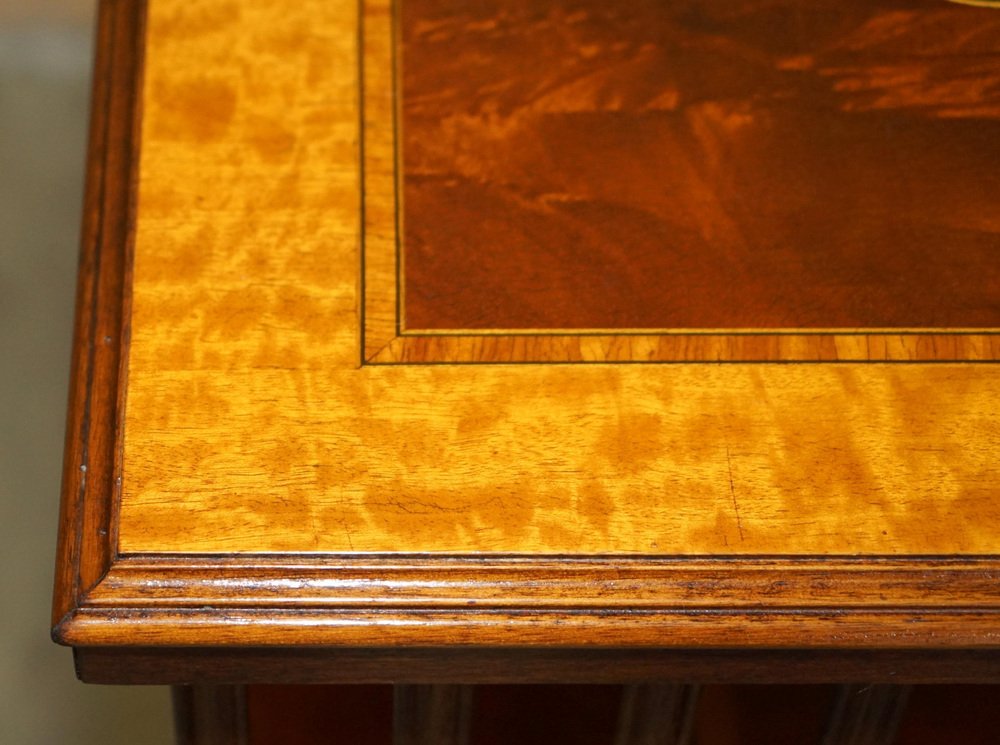 Sheraton Revival Flamed Hardwood Walnut & Satinwood Revolving Bookcase ...