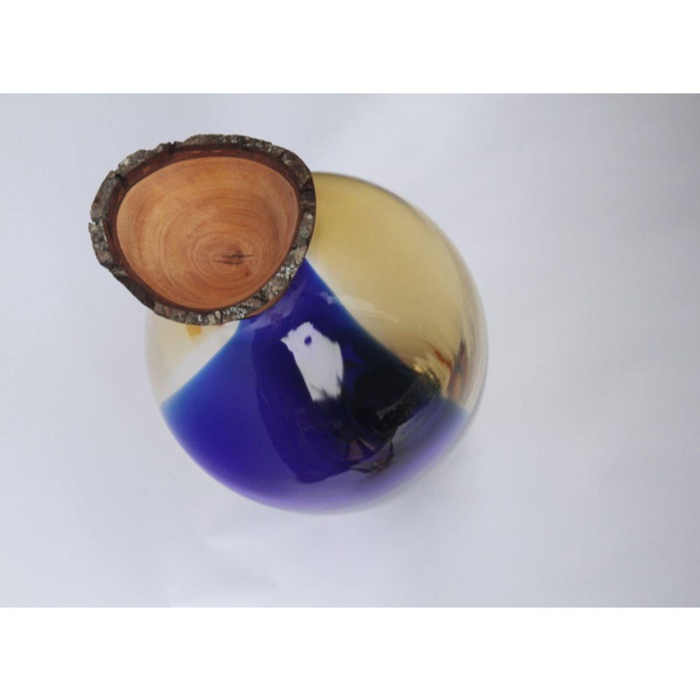 Blue and Amber Sculpted Blown Glass Vase by Pia Wüstenberg for sale at ...
