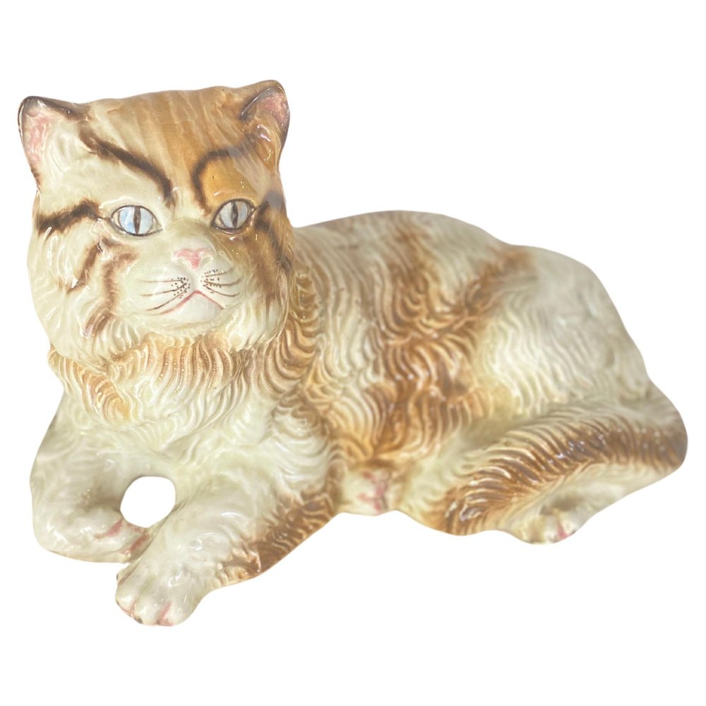 Large Italian Cat Figurine in Ceramic, 1970s for sale at Pamono