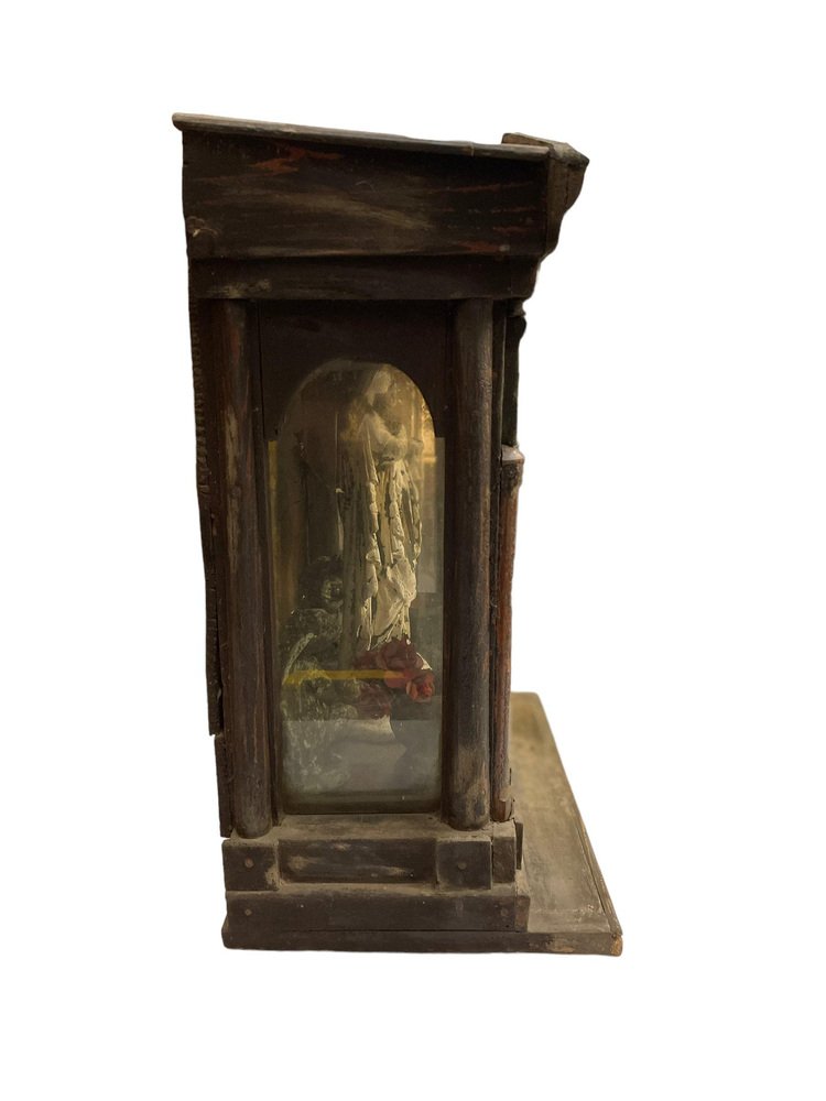 Victorian Display Case with Plaster Figures, 1800s for sale at Pamono