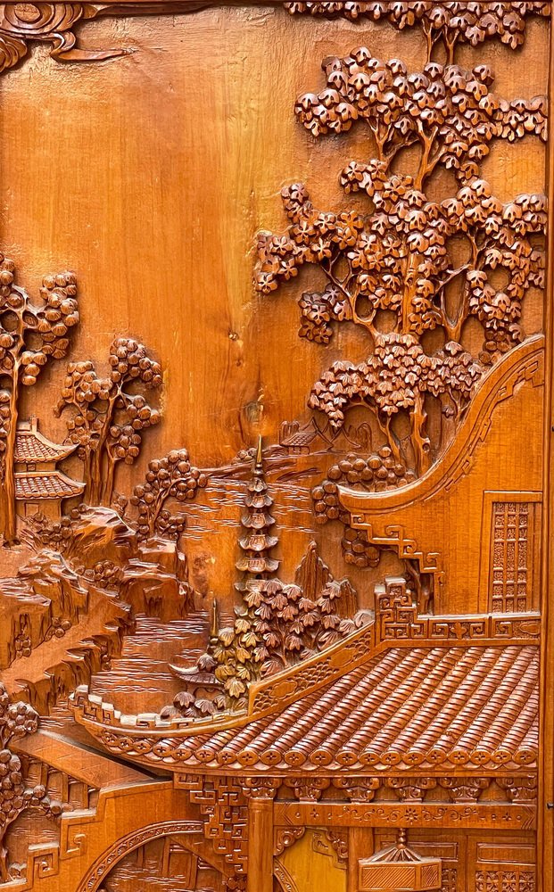 Chinese Carved Panels, 20th Century, Set of 2 for sale at Pamono