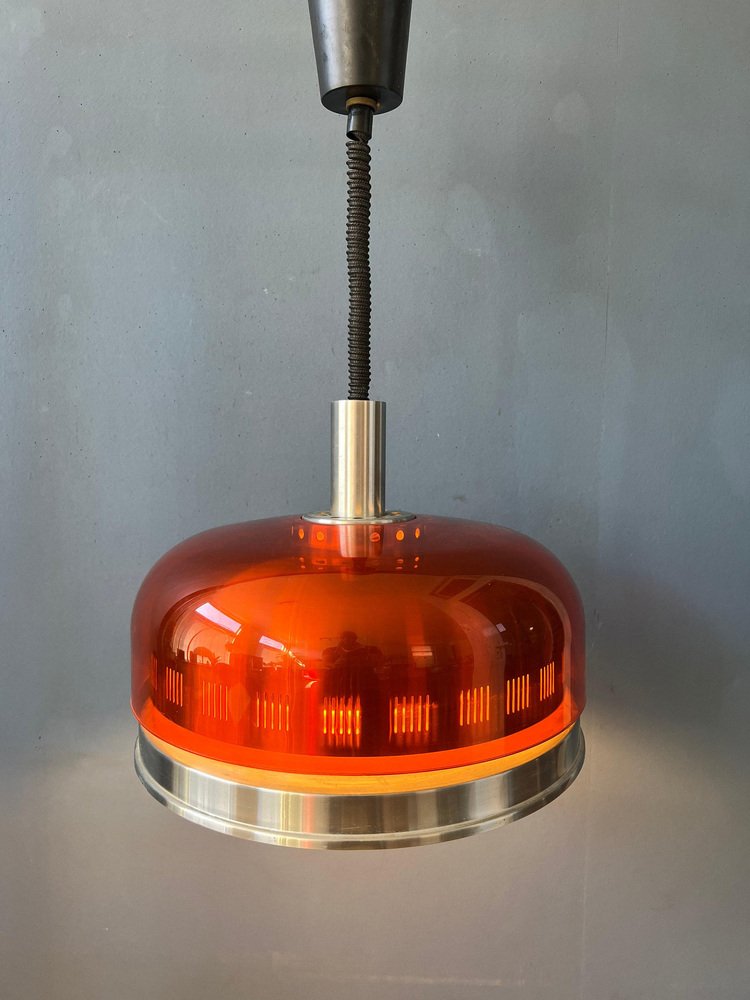 Space Age Orange Transparent UFO Pendant Lamp for sale at Pamono