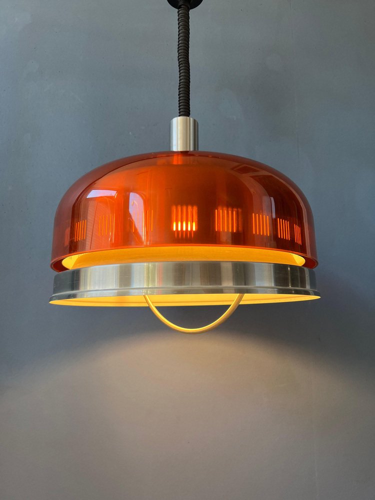 Space Age Orange Transparent UFO Pendant Lamp for sale at Pamono
