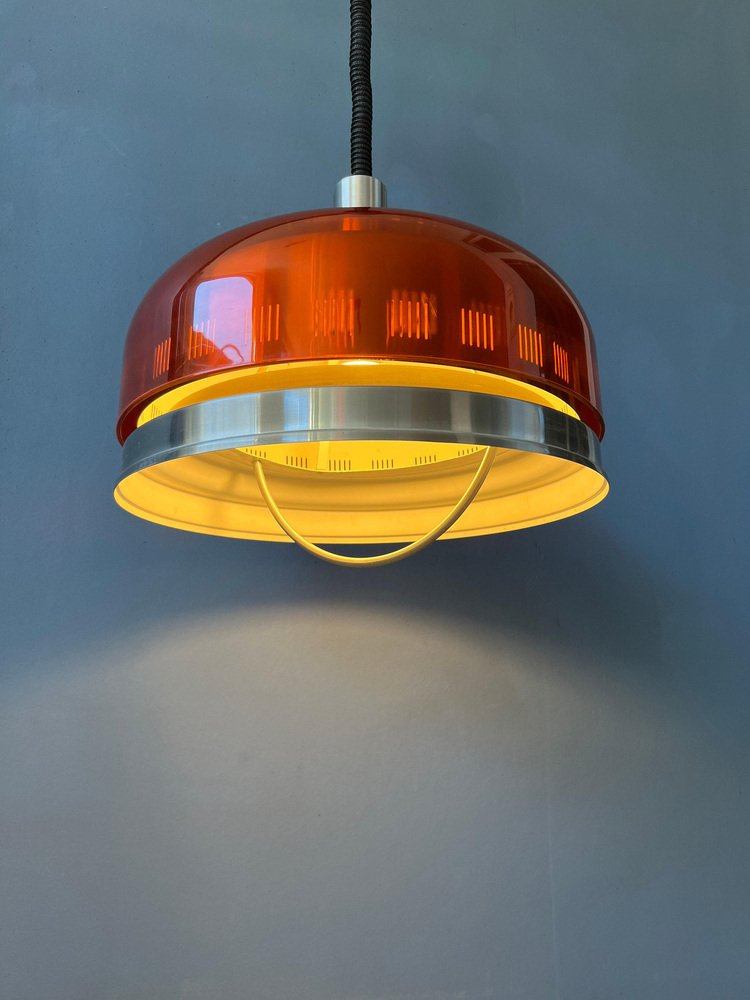 Space Age Orange Transparent UFO Pendant Lamp for sale at Pamono