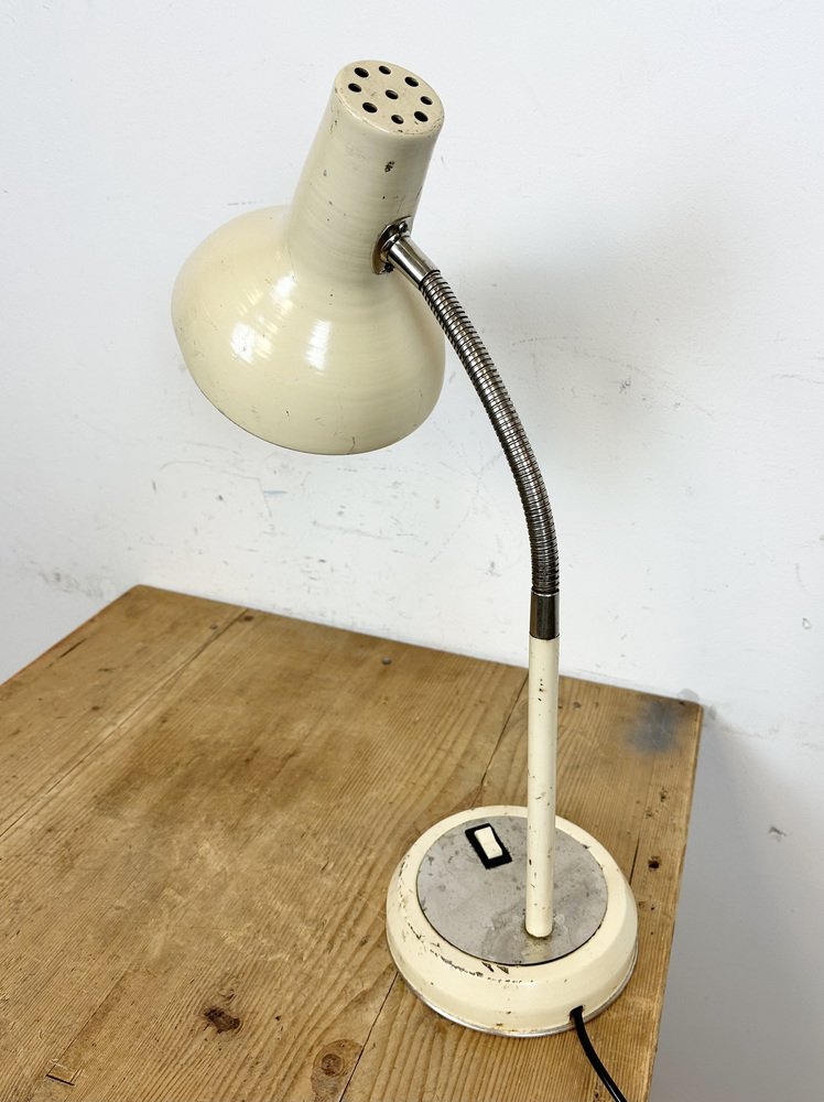 Industrial Beige Gooseneck Table Lamp from Polam, 1960s for sale at Pamono
