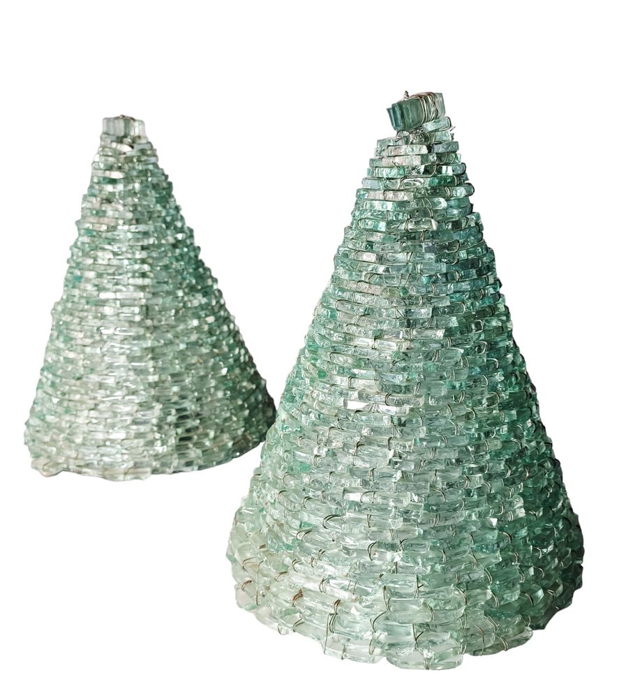 Glass Pyramid Table Lamps, 1960s, Set of 2 for sale at Pamono