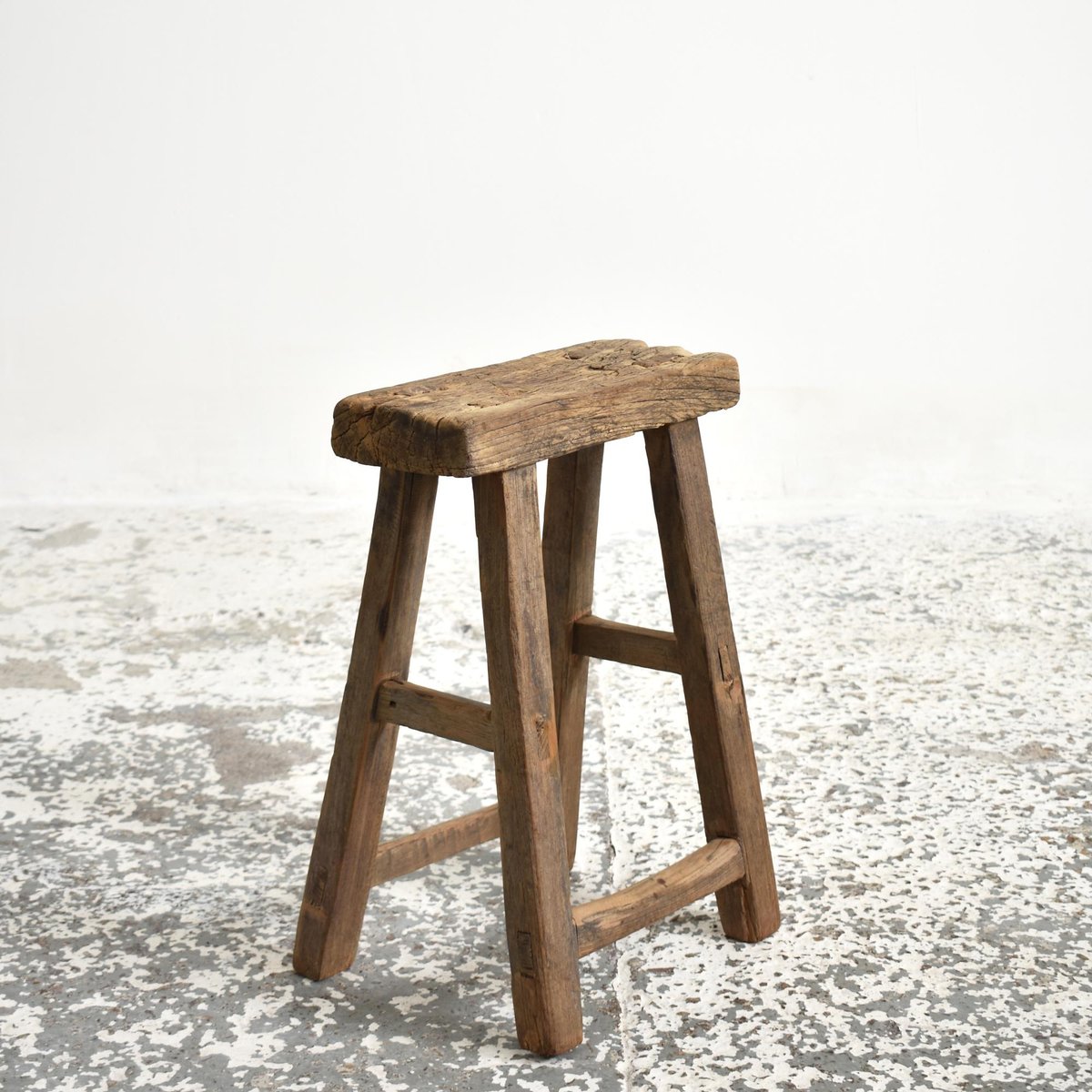 Rustic Elm Stool, 1920s for sale at Pamono