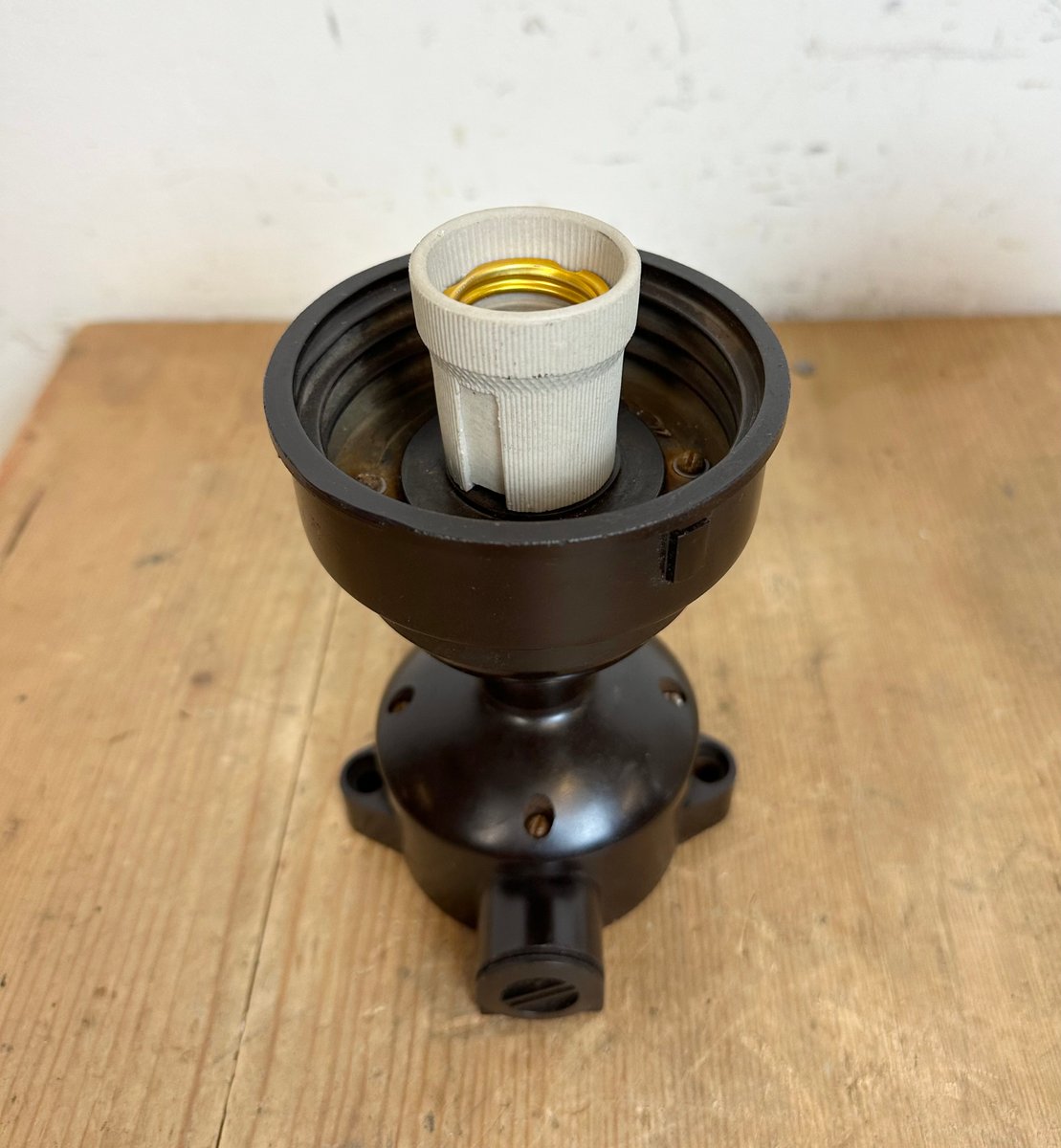 Vintage Bakelite Ceiling Light with Enamel Shade, 1960s for sale at Pamono