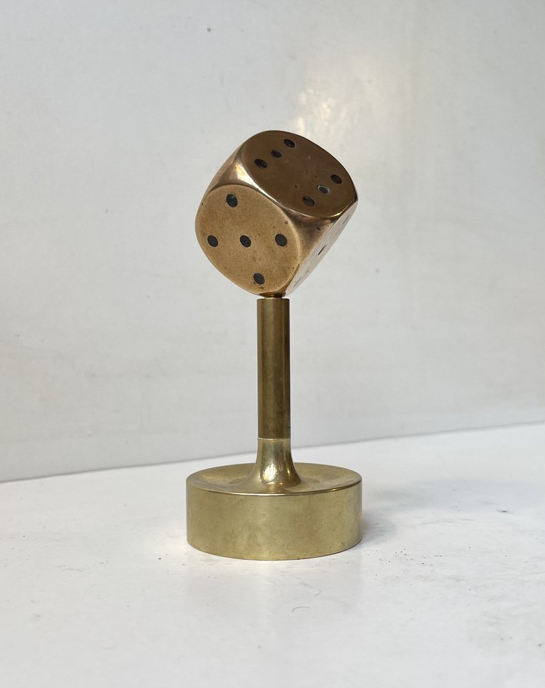 Mid-Century Desk Sculpture of Dice in Bronze, 1950s for sale at Pamono