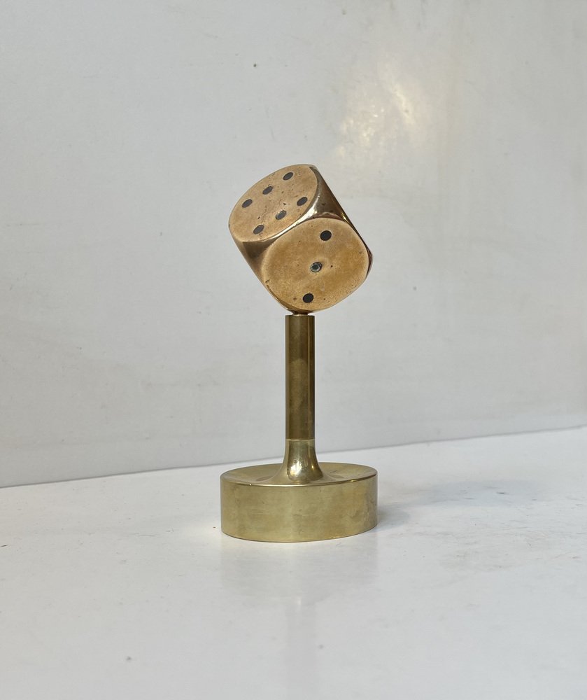Mid-Century Desk Sculpture of Dice in Bronze, 1950s for sale at Pamono