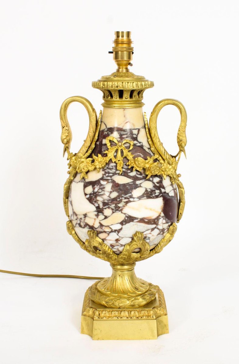 Antique French Louis XVI Revival Ormolu Mounted Marble Table Lamp ...