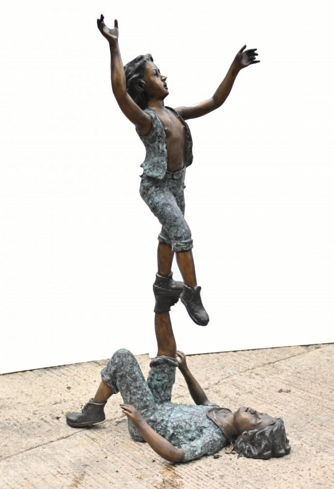 Children Acrobat Bronze Statue Garden Sculpture for sale at Pamono