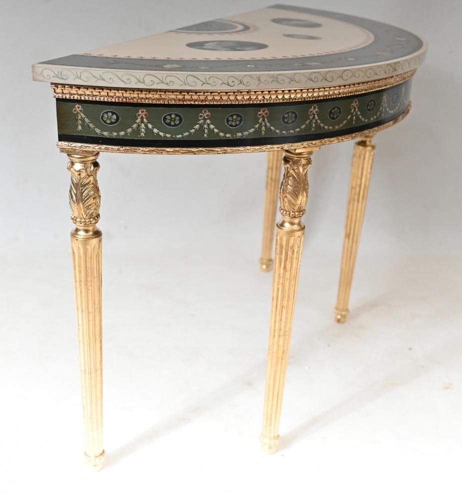Adams Console Tables Gilt Painted Tops Demi Lune, Set of 2 for sale at ...