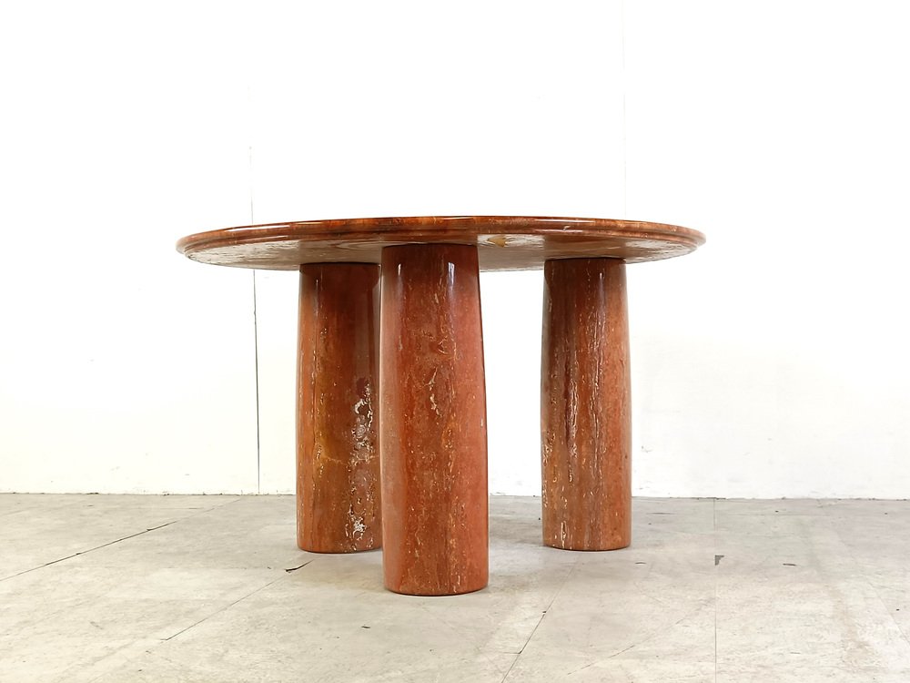 Il Colonnato Dining Table in Red Travertine by Mario Bellini for ...
