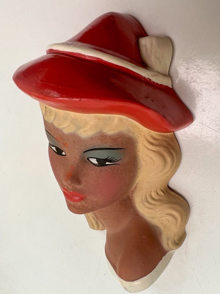 Vintage Ceramic Wall Masks of Young Women, 1960s, Set of 2 for sale at ...