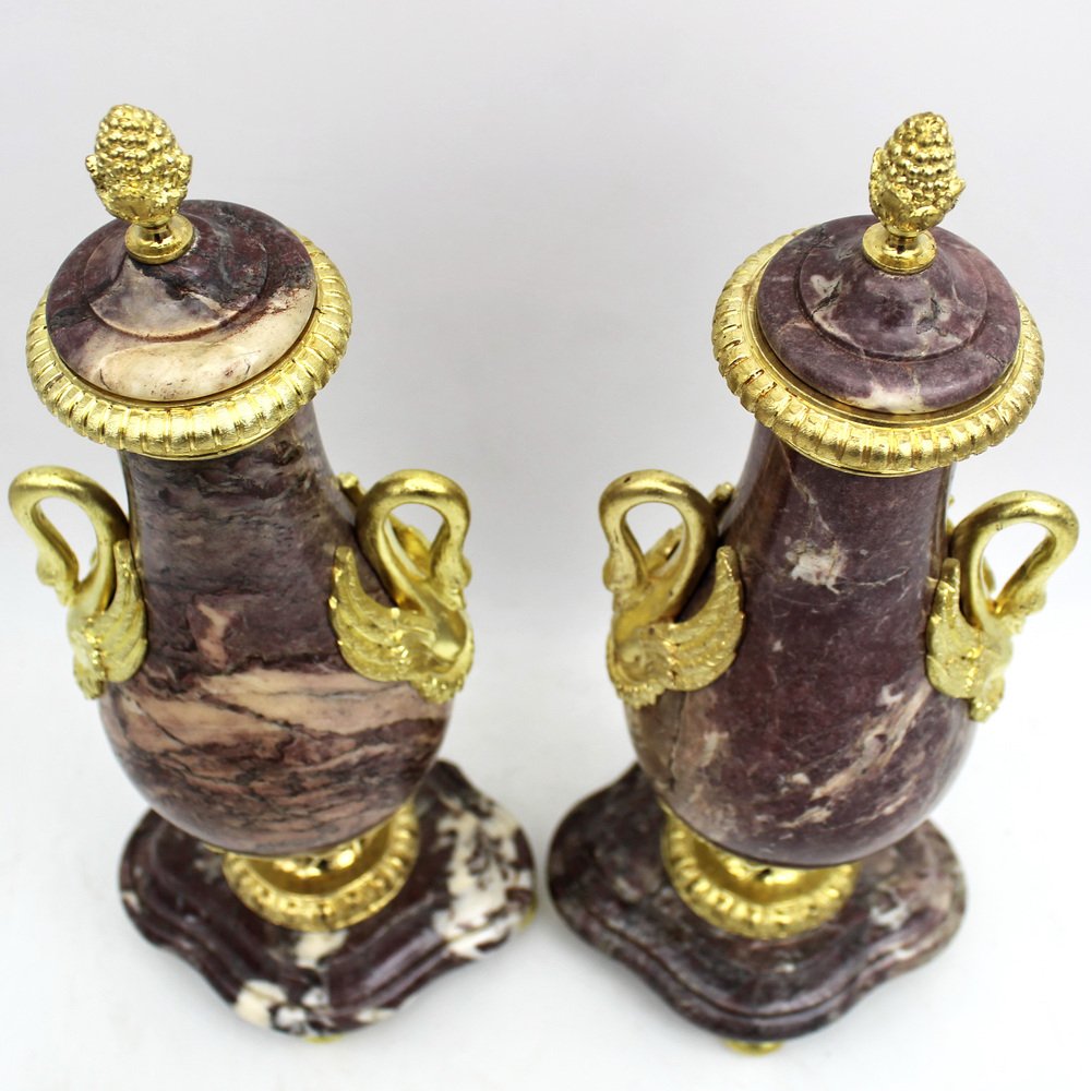Napoleon III Vases in Golden Bronze and Marble, 19th Century, Set of 2 ...