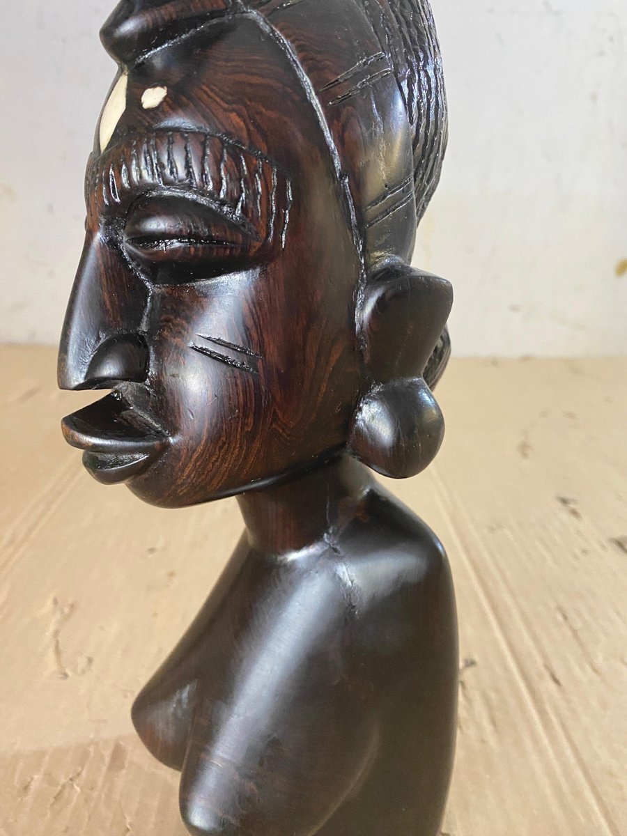 African Wooden Bust of a Woman, 20th Century for sale at Pamono