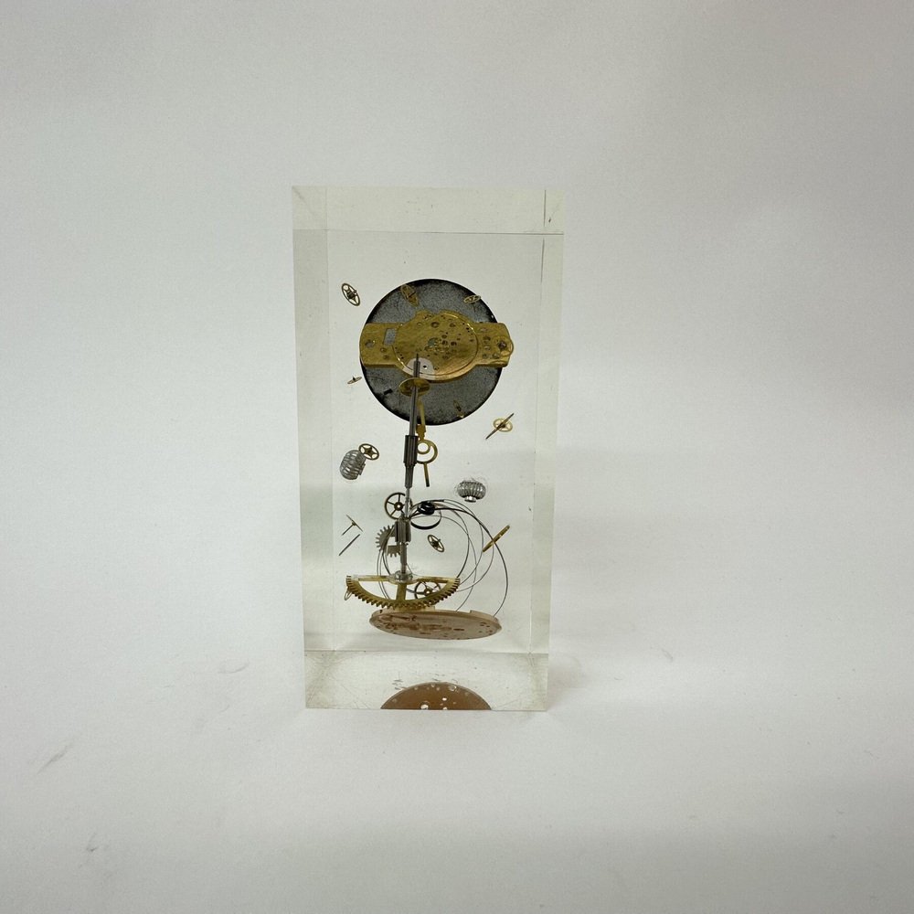 Clock in Acrylic Glass by Pierre Giroudon, France, 1970s for sale at Pamono