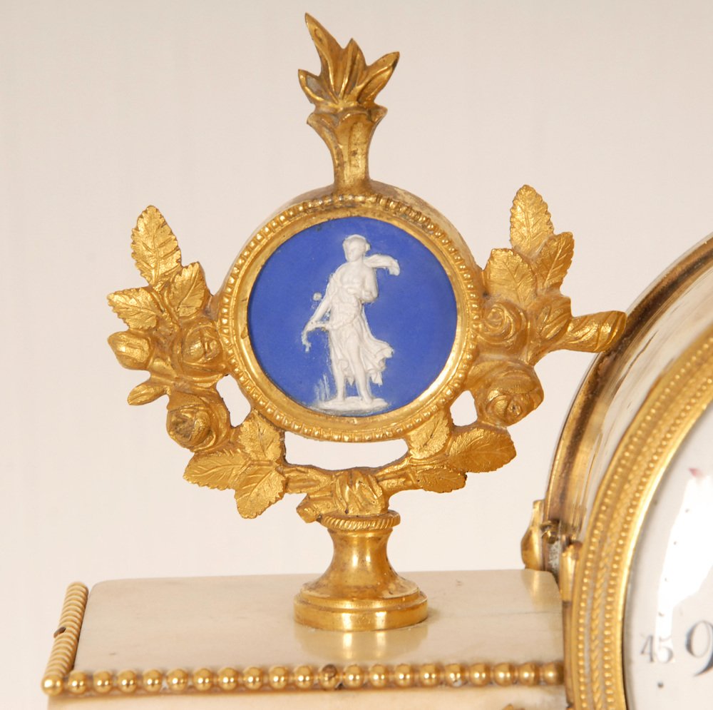 18th Century French Louis XVI Mantel Clock in White Marble & Gilt ...